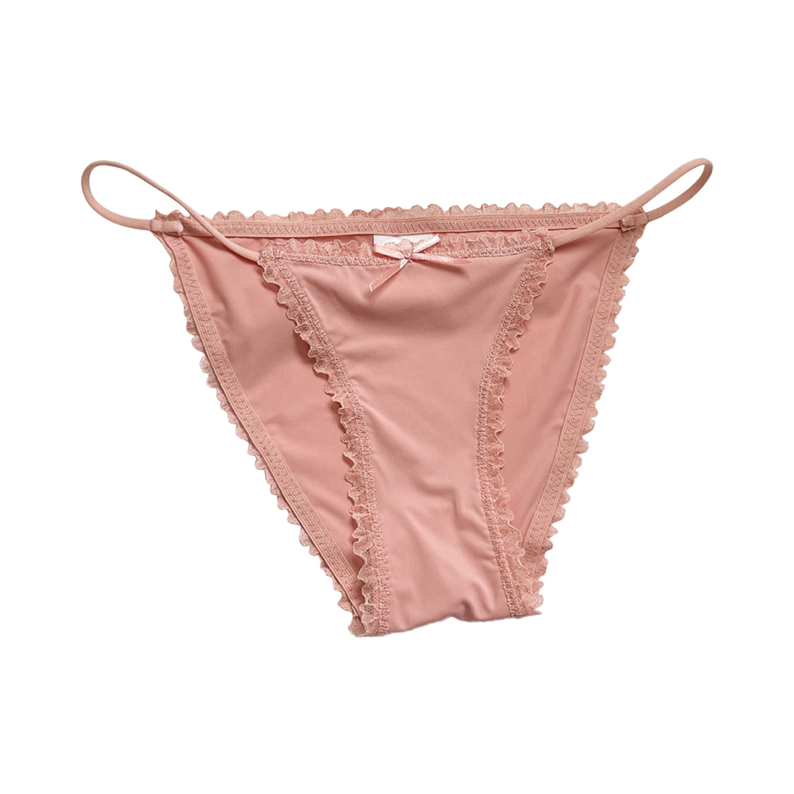 Womens Cute Bow Lace Panties Low Waist String Stretch Thong Sheer Mesh Panties Pack Of Panties