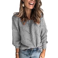 Eytino Sweaters for Women V Neck Sweater Lightweight Crochet Sweater ...