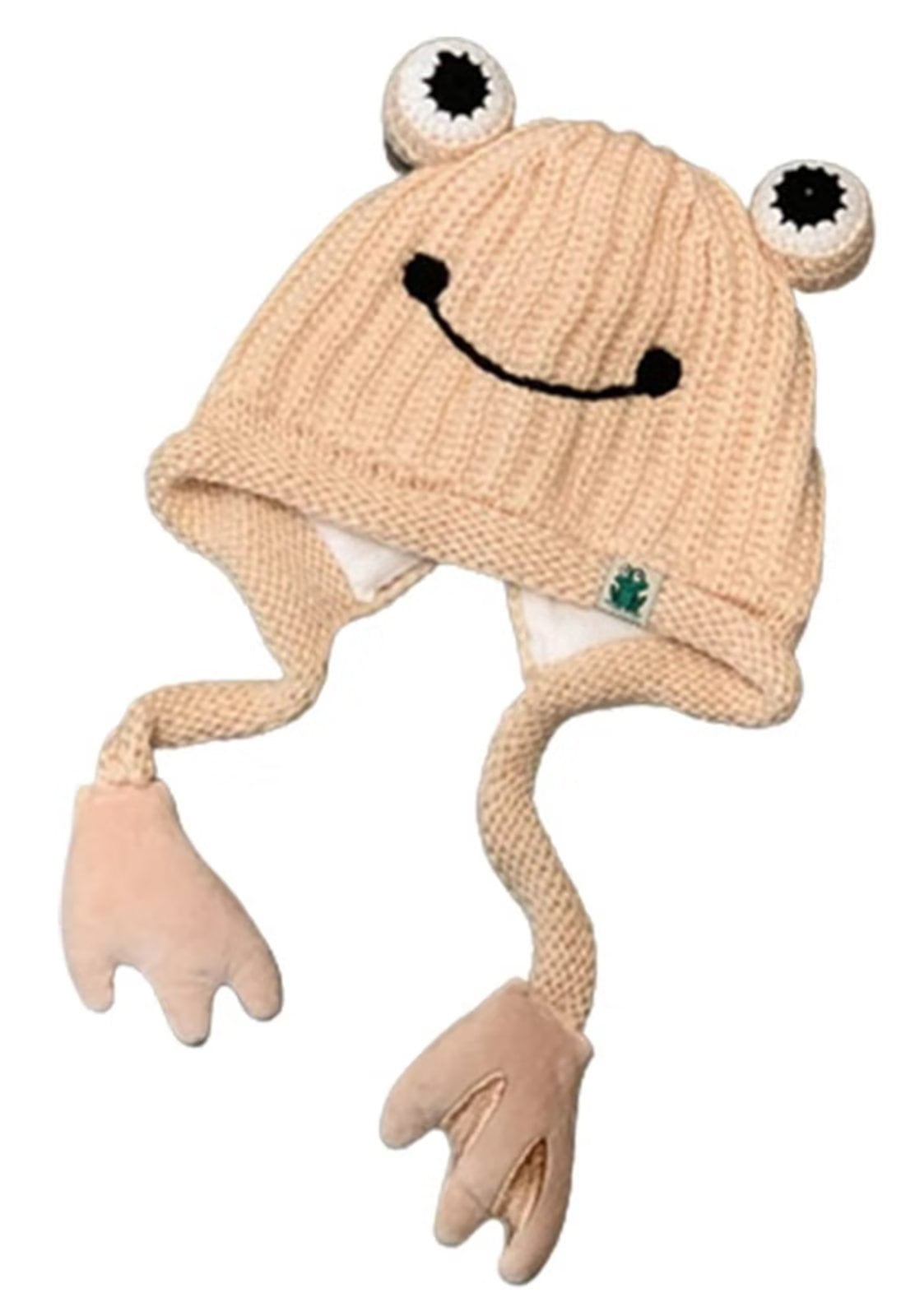 Womens Cute Frog Hat Crochet Knitted Hat Big Eye Frog Knitted Winter ...