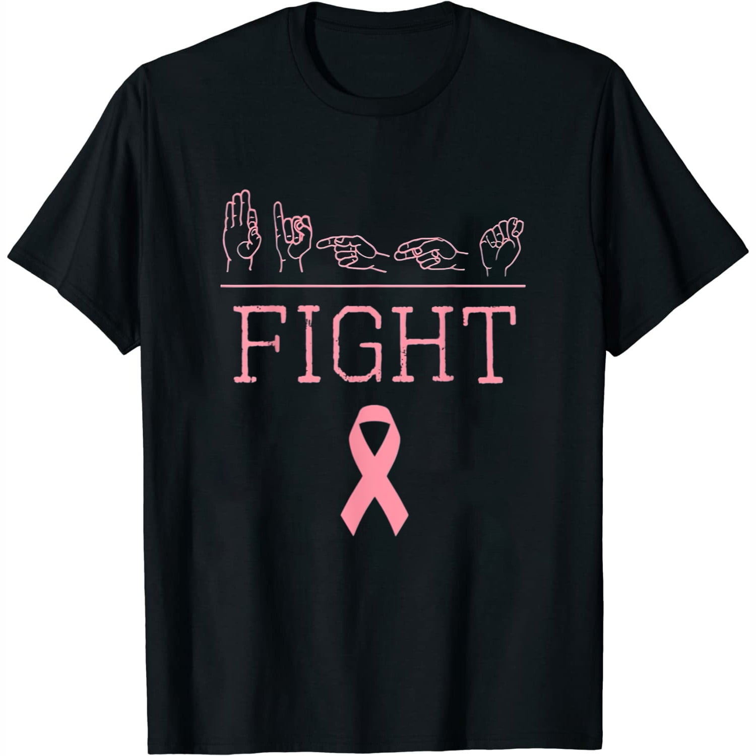 Womens Deaf Pride ASL Fight Breast Cancer Awareness Ribbon Gift T-Shirt ...