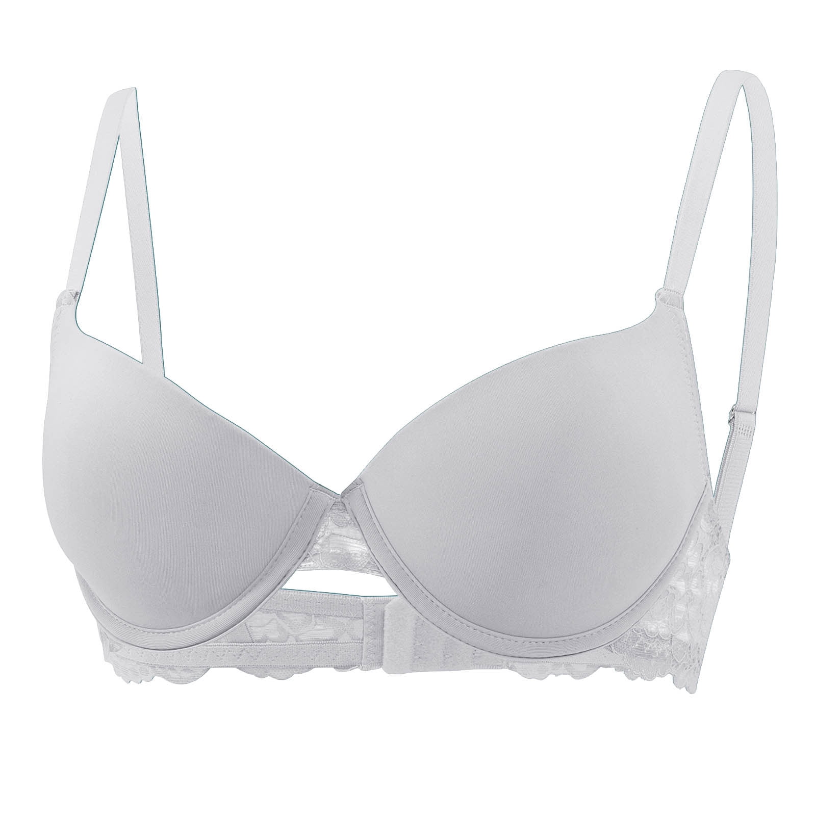 Womens Deep V Solid Color Bra Sheer Mesh Unlined Underwire Bra Wireless ...