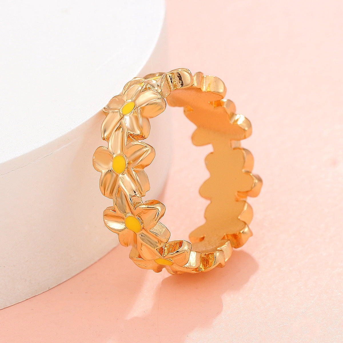 Womens Delicate Flower Ring: Electroplated Alloy Fashion Ring, Simple ...