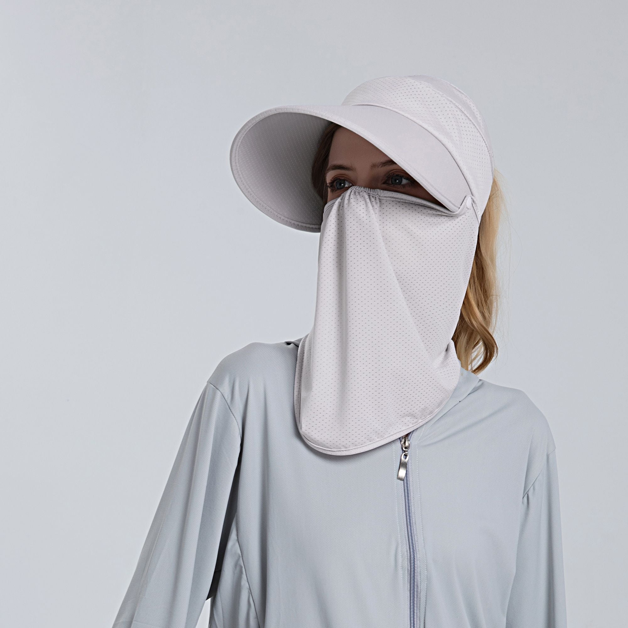 Womens Detachable Face Cover Sun Visor Cap UV Protection Mesh Panel ...