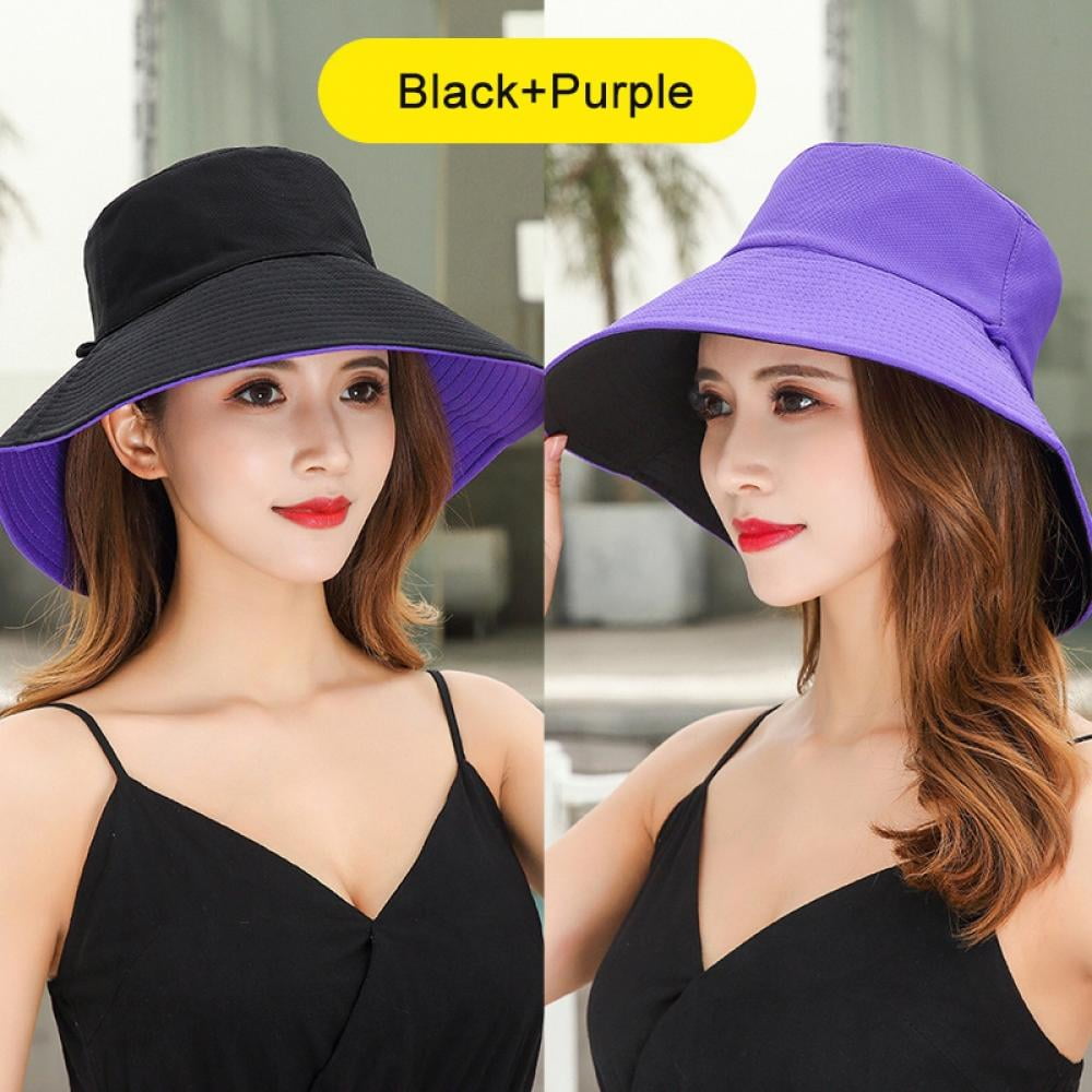 Womens Double-Sided Sun Hat, UV Sun Protection Wide Brim Foldable ...