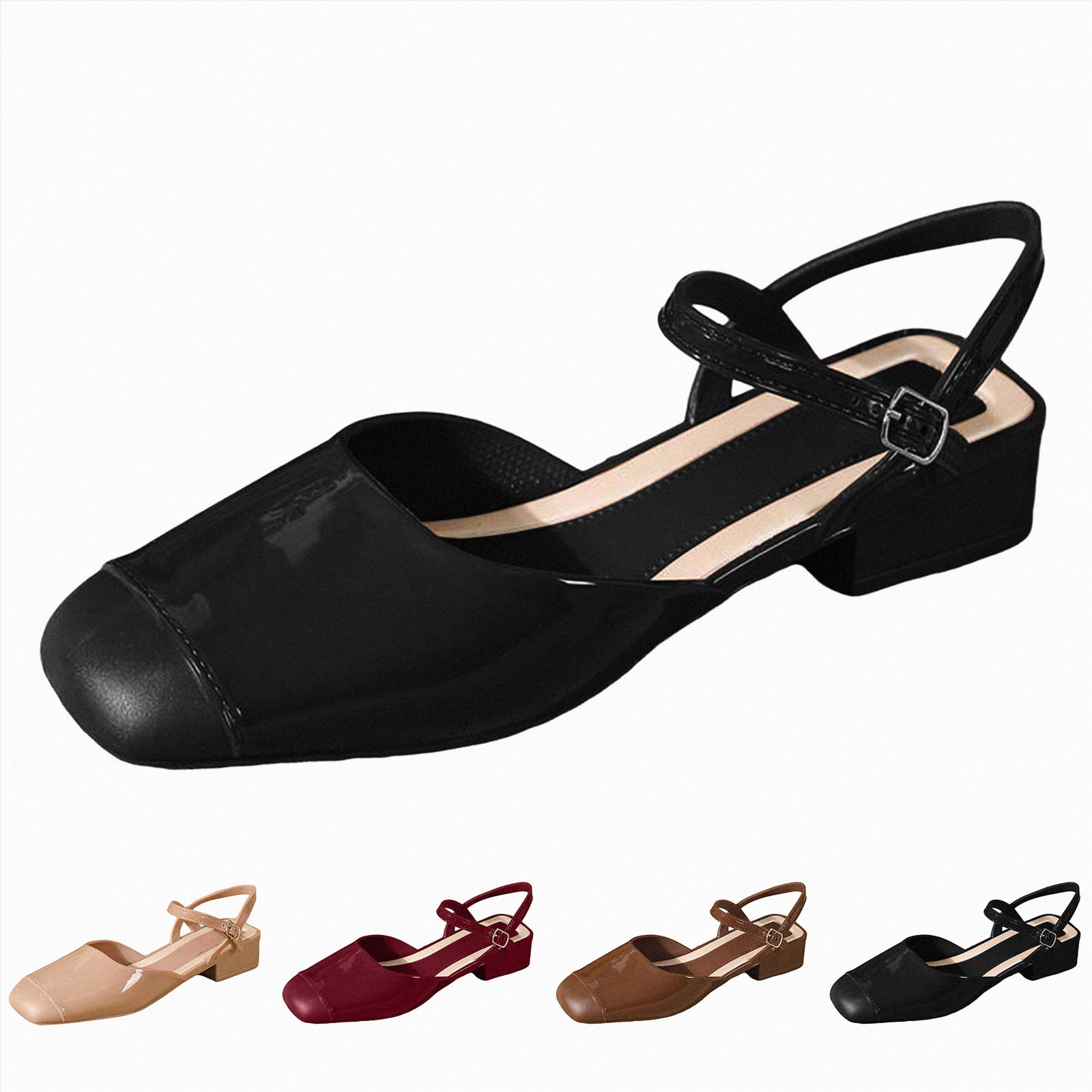Womens Dress Shoes Non Slip Lightweight Close Toe Block Low Heels ...