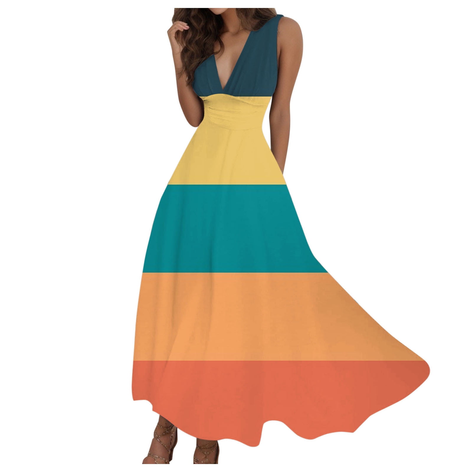 Womens Dresses 2024 Spring Summer Dresses Loose V Neck Sleeveless