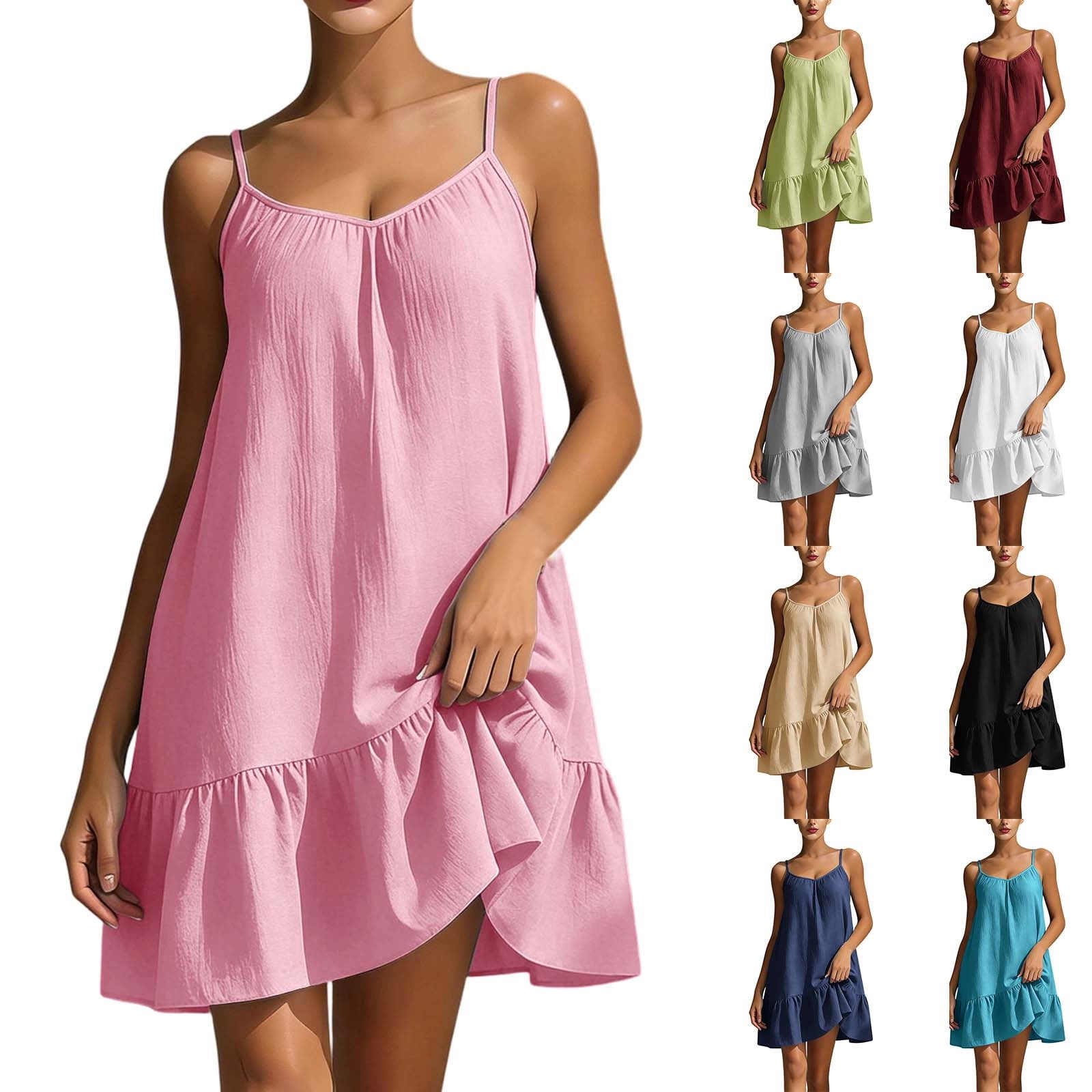 Womens Dresses 2026 Summer Spring Women's Solid Summer Dress Casual ...