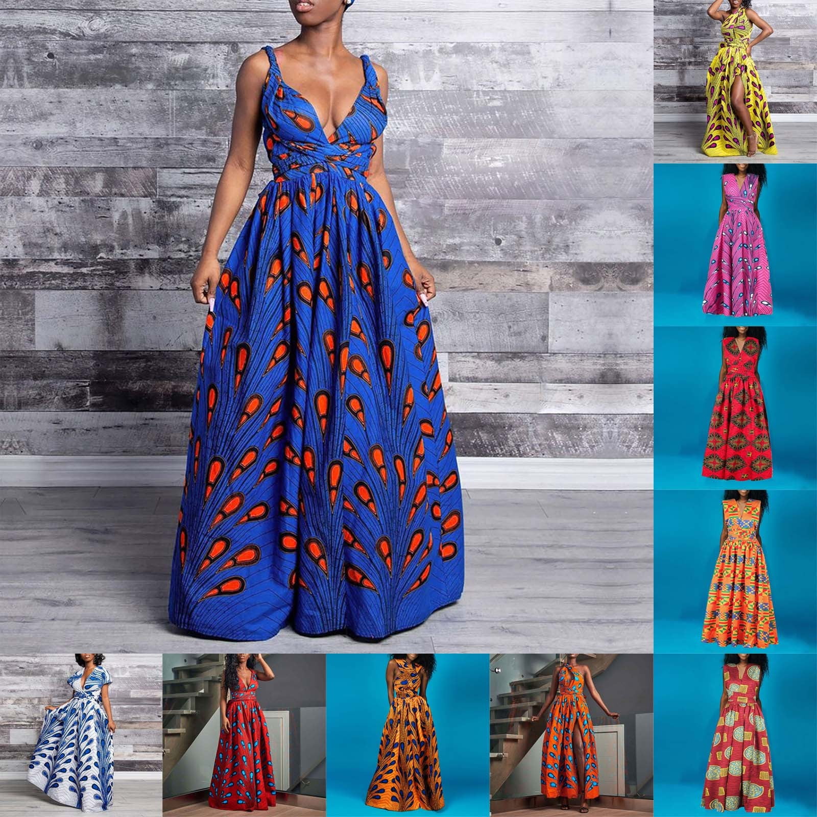 Womens Dresses Casual High Waisted Traditional Diy Print Sexy Middle ...