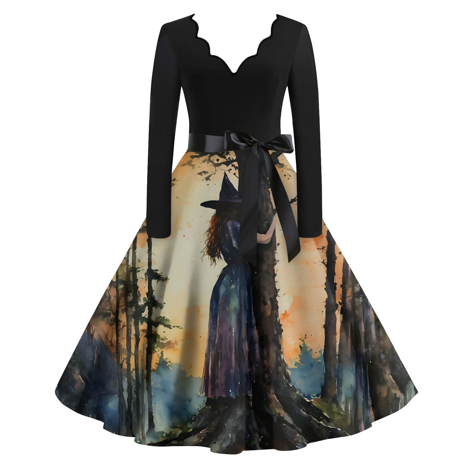 Womens Dresses Formal Ladies' Retro Casual V-neck Long Sleeved Dress ...