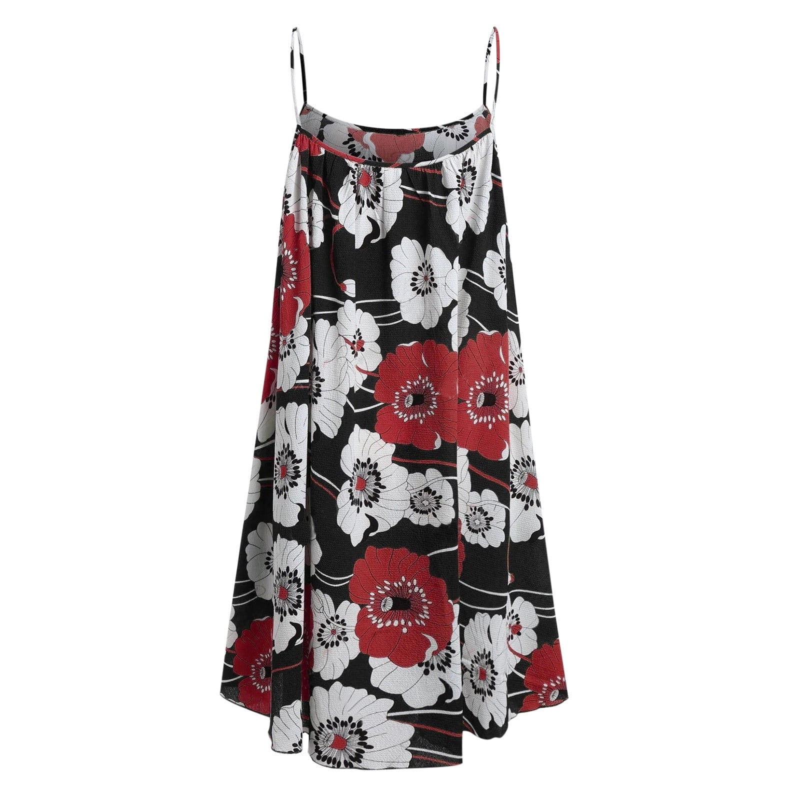 Womens Dresses Short Sleeve Summer Cross Knot Bandage Top Flower Print ...