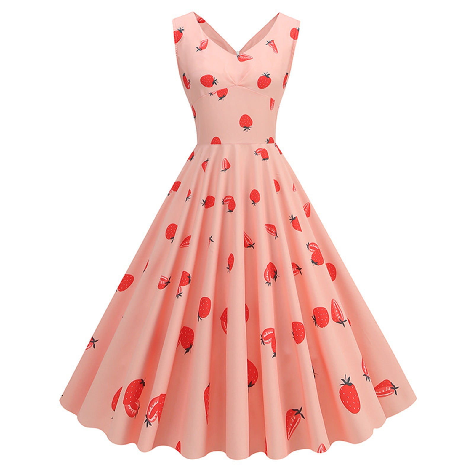 Womens Dresses Spring Summer Green Fresh Cute Sweet Strawberry Print ...