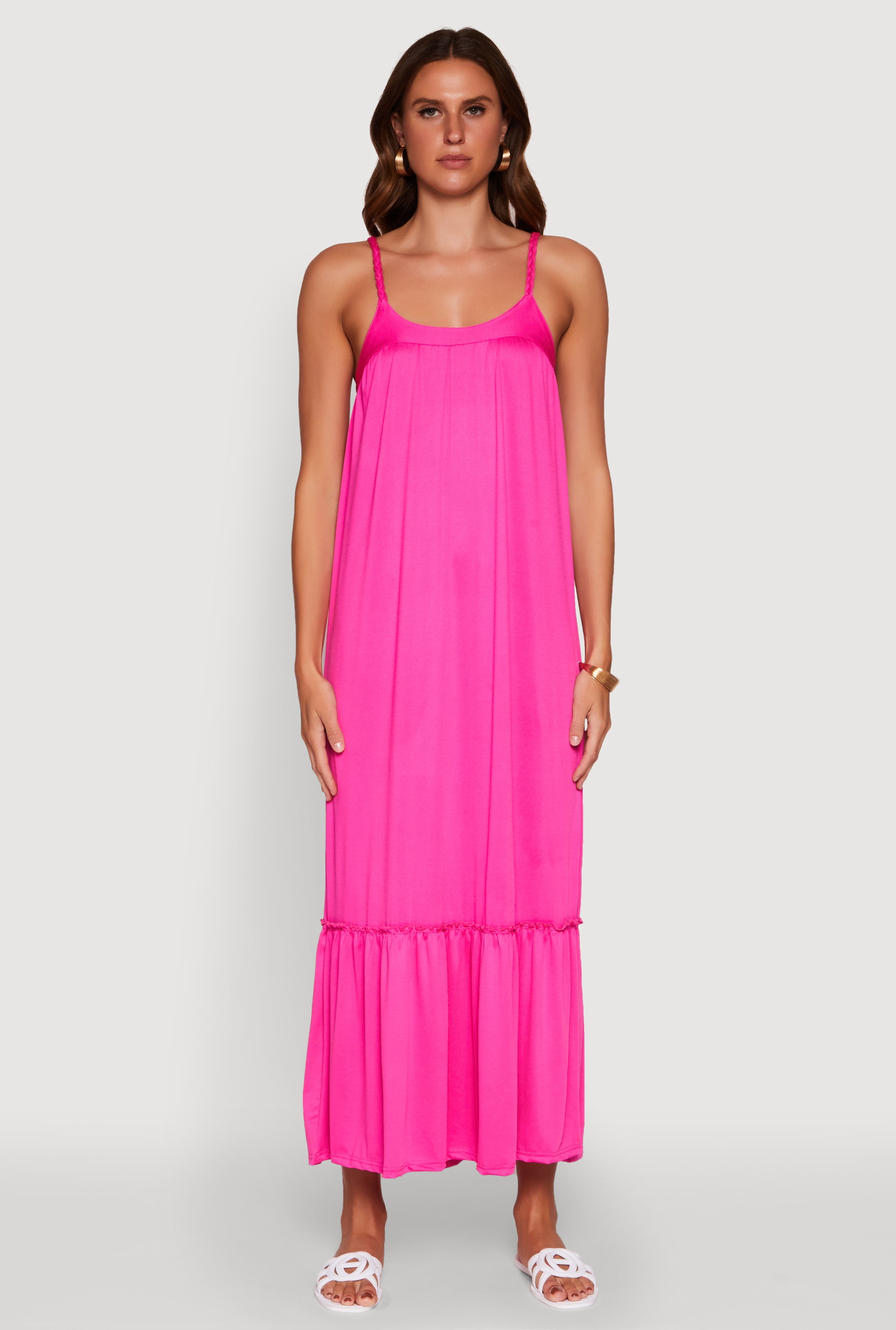 Womens Elegant Braided Sleeve Tiered Maxi Dress - Walmart.com
