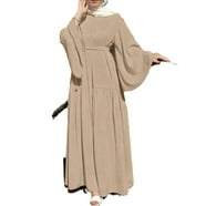 jsaierl Womens Muslim Open Front Chiffon Maxi Cardigan Abaya Robe Kaftan Loose Dress Head Wrap ...