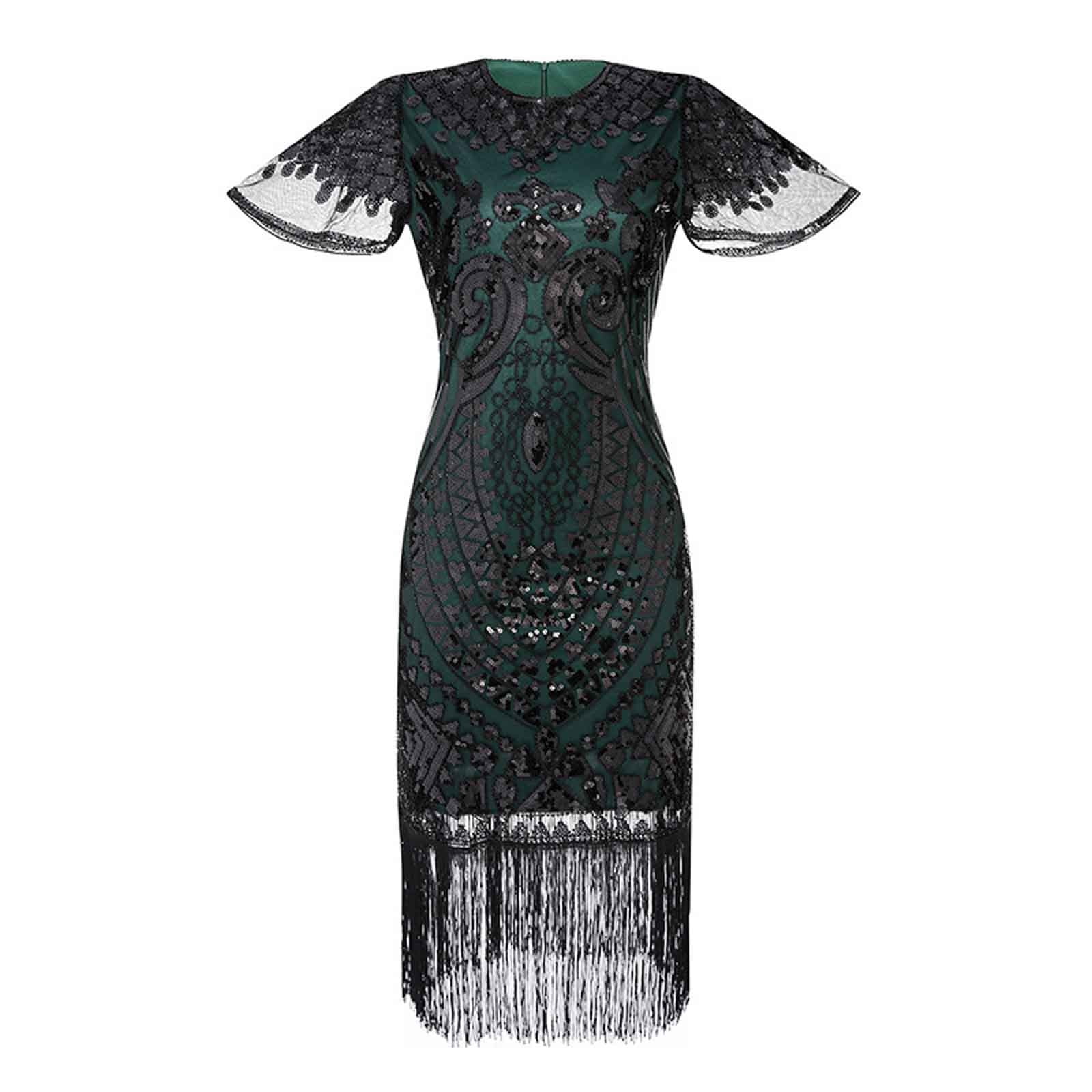 Womens Embroidered Flapper Dresses 1920s Luxury Sequin Fringed Great ...