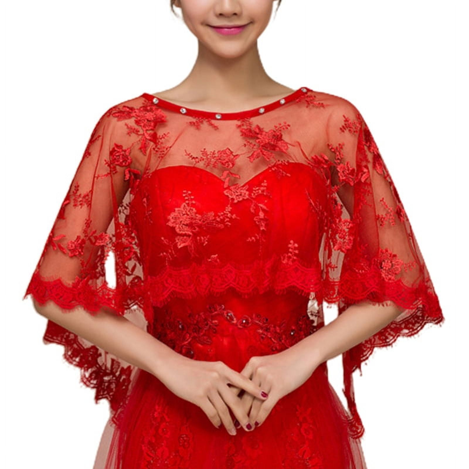 Womens Embroidery Floral Lace Wedding Shawl Cape Eyelash Trim High Low ...