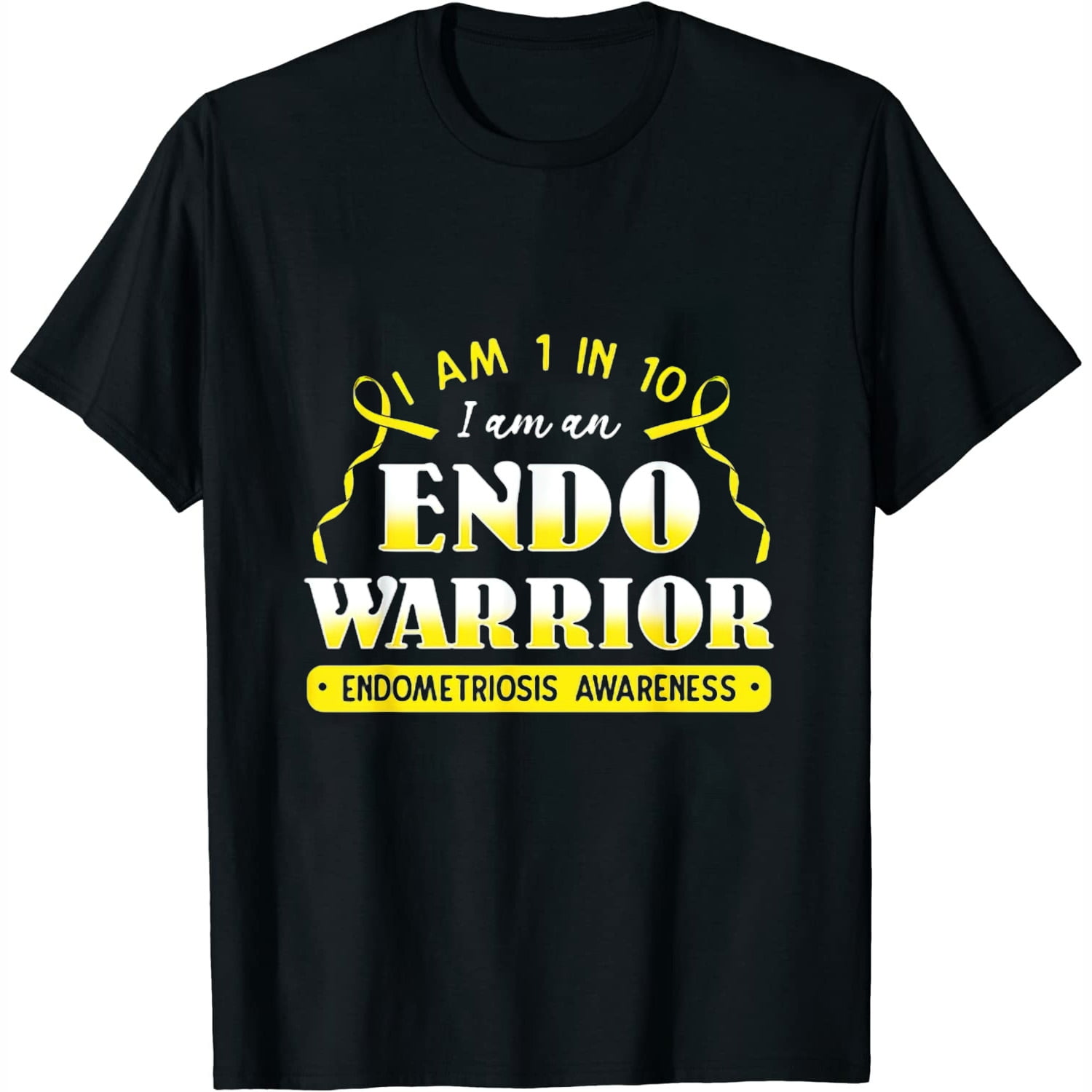 Womens Endo Warrior Endometriosis Yellow Ribbon Uterus Endometrium T-Shirt Black Small - Walmart.com