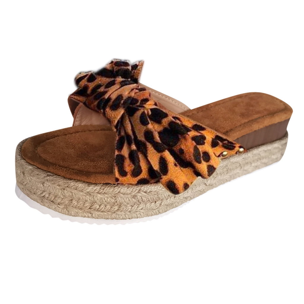 Womens Espadrilles on Wedge Sandals Slides Bow Tie Platform Open Toe ...