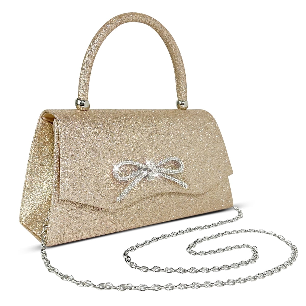 Womens Evening Bag Sparkly Bow Clutch Purse Wedding Party Purses ...