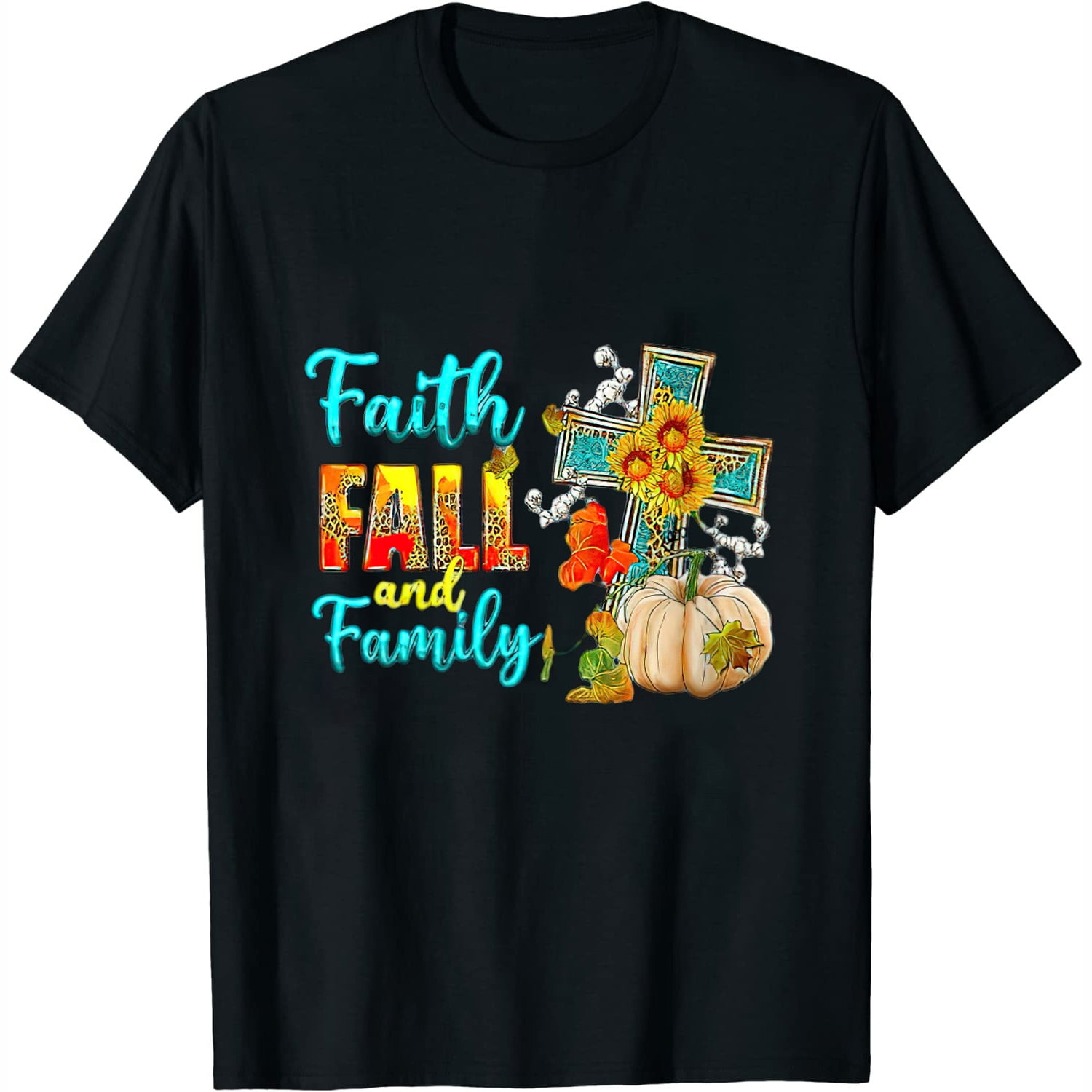 Womens Faith Fall And Family Sunflower Jesus Cross Autumn Religion ...