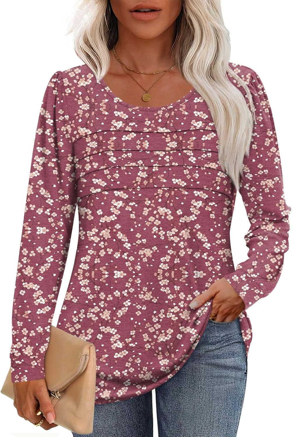 Womens Fall Long Sleeve Tunic Tops Basic Pullover Dressy Casual Shirts ...