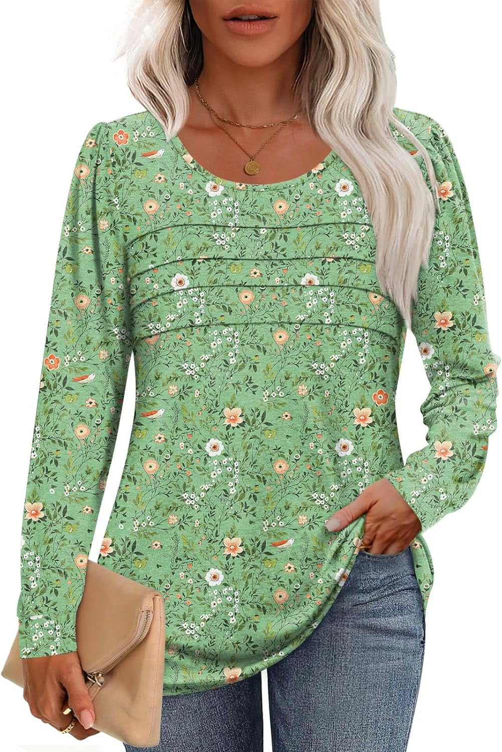 Womens Fall Long Sleeve Tunic Tops Basic Pullover Dressy Casual Shirts ...
