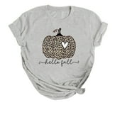 Womens Funny Short Sleeve Halloween Thanksgiving Fall T-Shirts Graphic ...