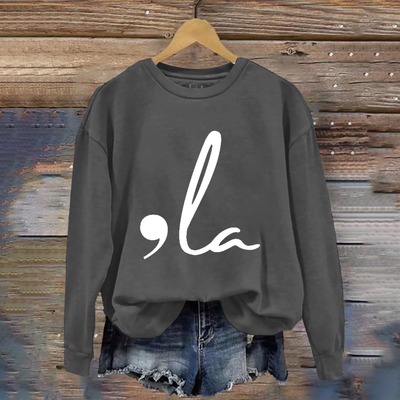 Womens Fall Tops Women's Fashion Casual Long Sleeve Printed Round Neck ...