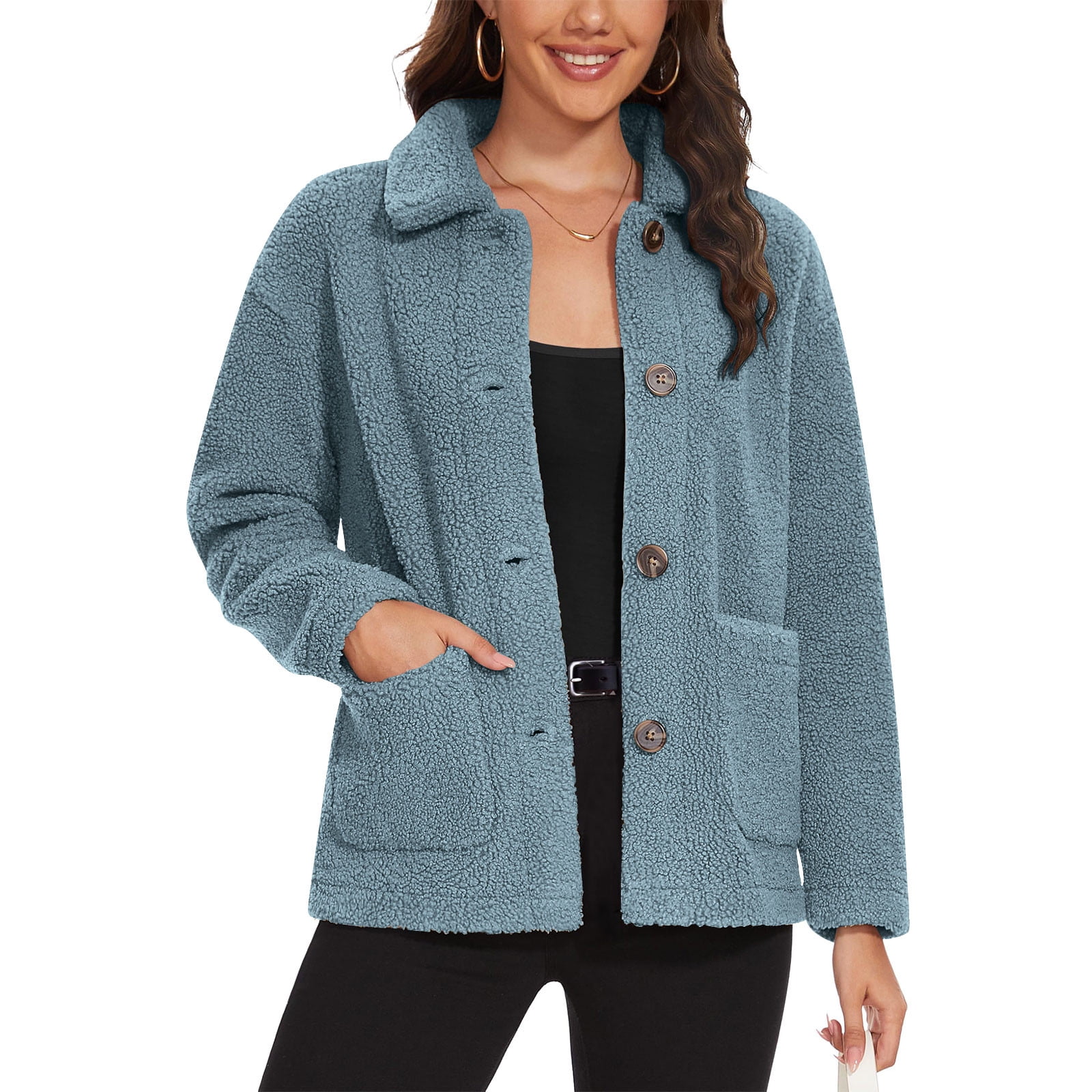 Womens Fall Winter Jackets Women's Long Sleeved Solid Color Warm Winter ...