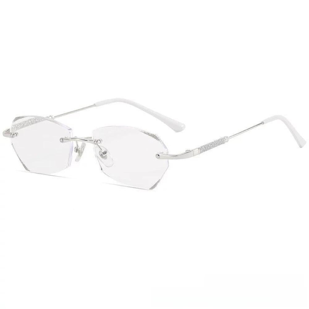 Womens Fashion Blue Light Blocking Rimless Reading Glasses 35 Metal 7056