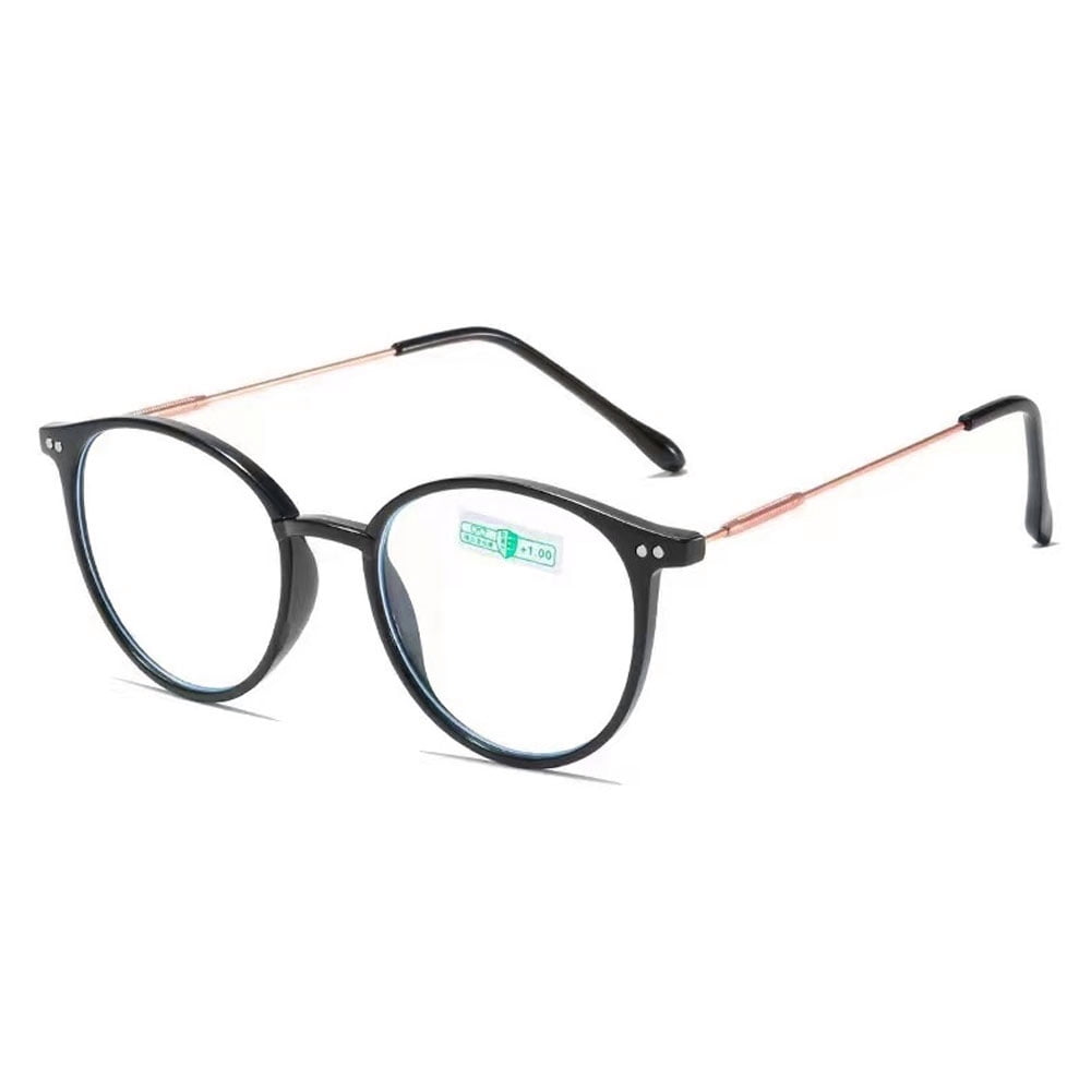 Womens Fashion Blue Light Blocking Round Reading Glasses 1.5, Metal ...