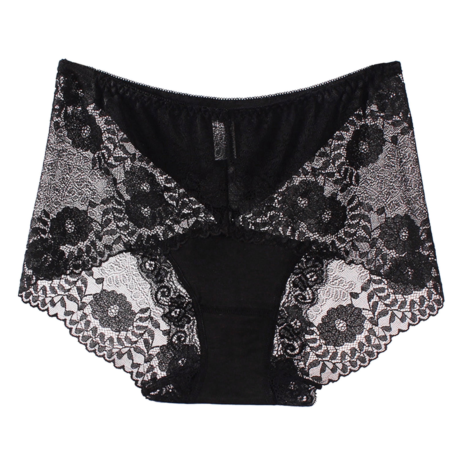 Womens Fashion Lace Panties Large Size Cute Mid Waist Belly Control Lift Briefs Lace Bikini