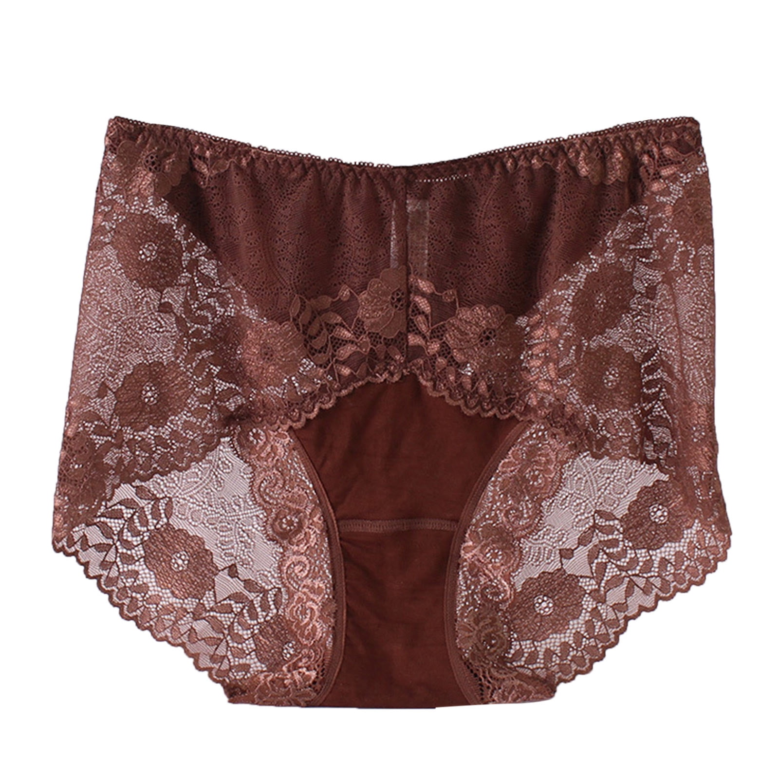 Womens Fashion Lace Panties Large Size Cute Mid Waist Belly Control Lift Briefs Lace Bikini