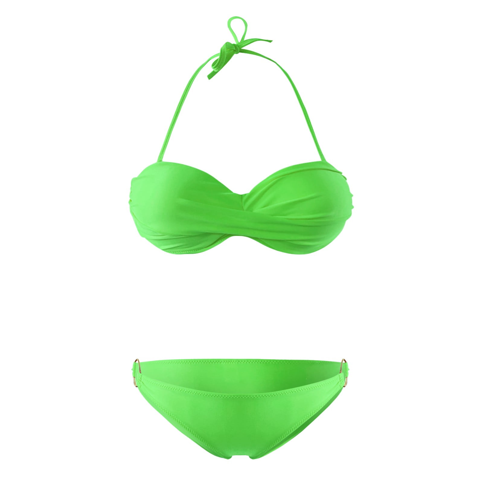 Womens Fashion Tankini Swimsuits Detachable Strap High Waisted Metal Ring Two Piece Cute Bikini