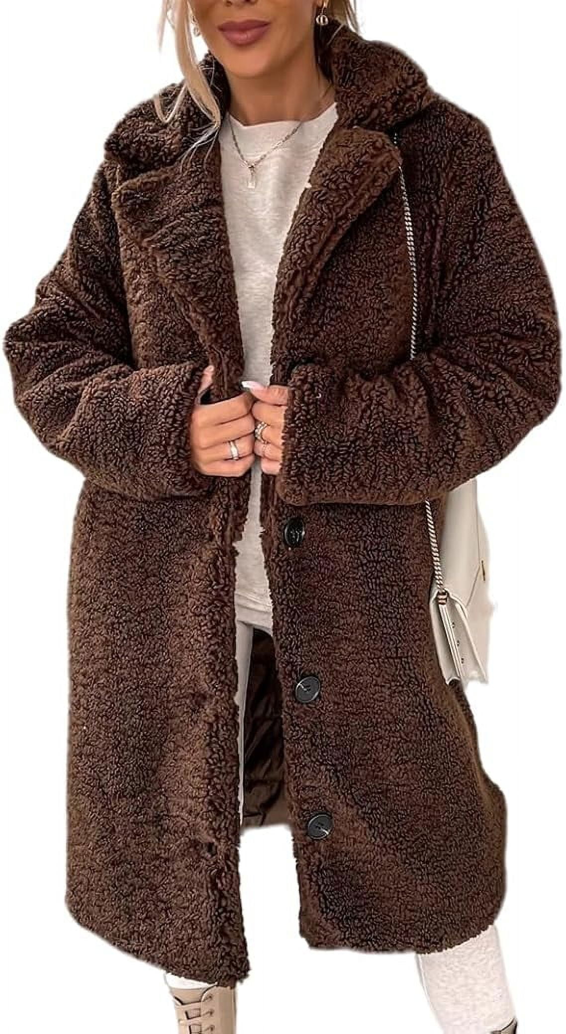 Customer reviews for Womens Faux Coat Long Winter Coats for Women Sherpa Jacket Fuzzy Fleece ...