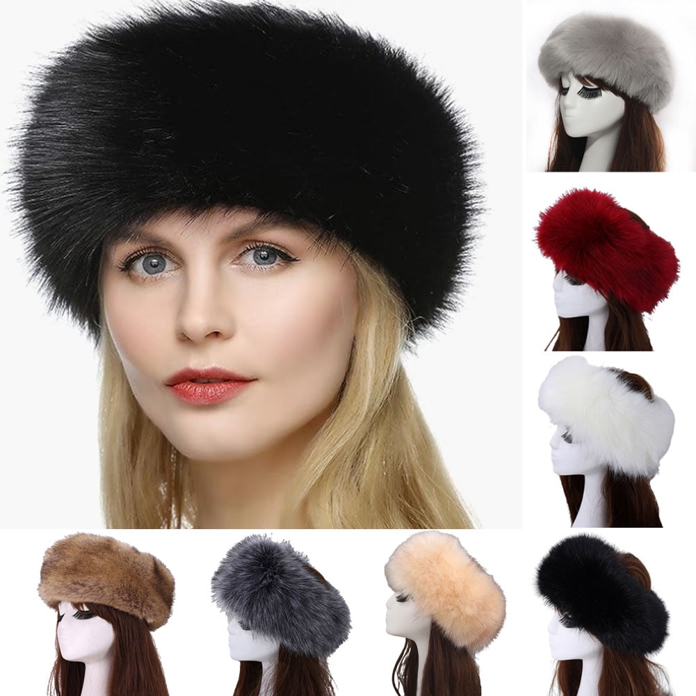 Womens Faux Fur Headband Winter Earwarmer Earmuff Hat Ski Winter ...