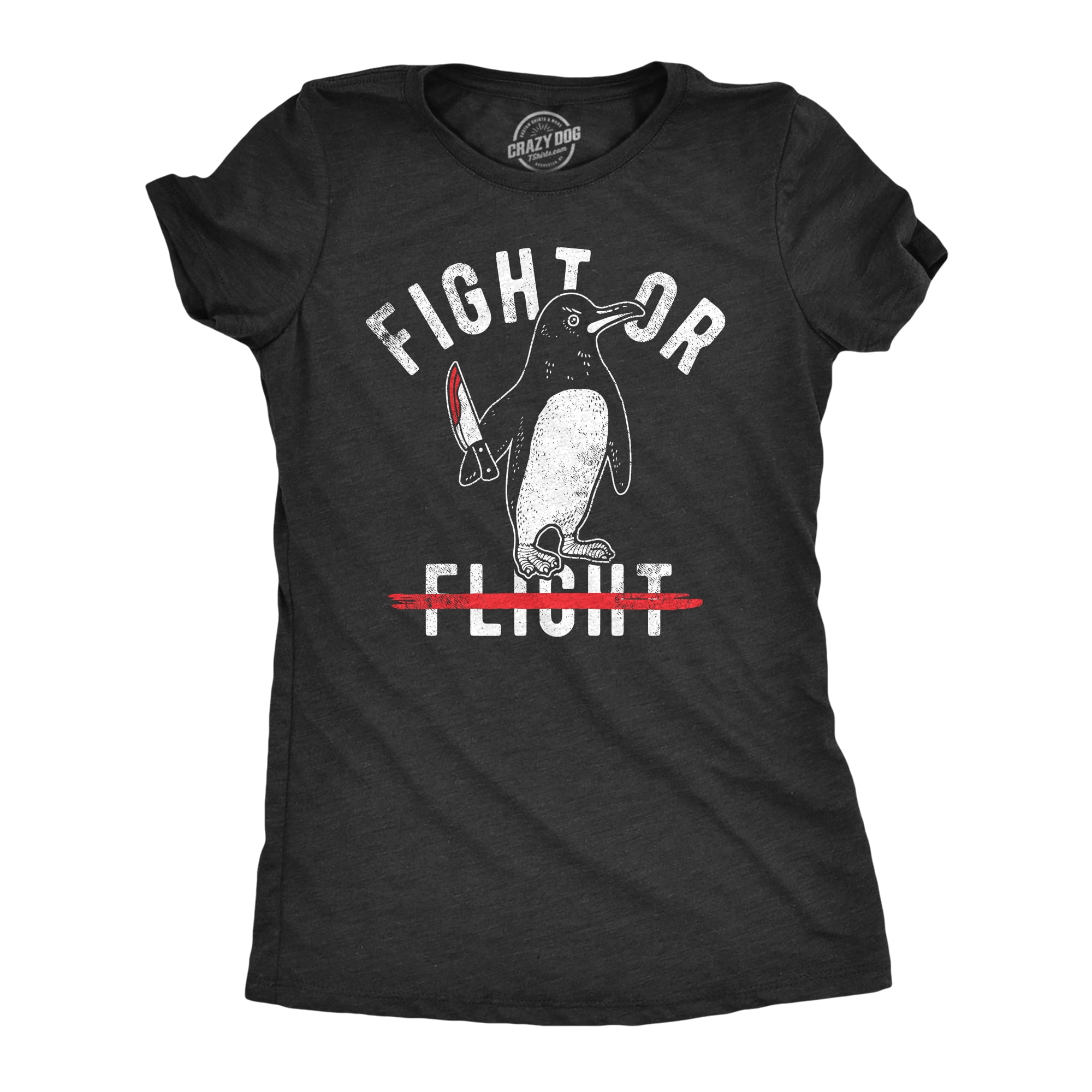 Womens Fight Or Flight T Shirt Funny Killer Penguin Funny Flying Joke ...