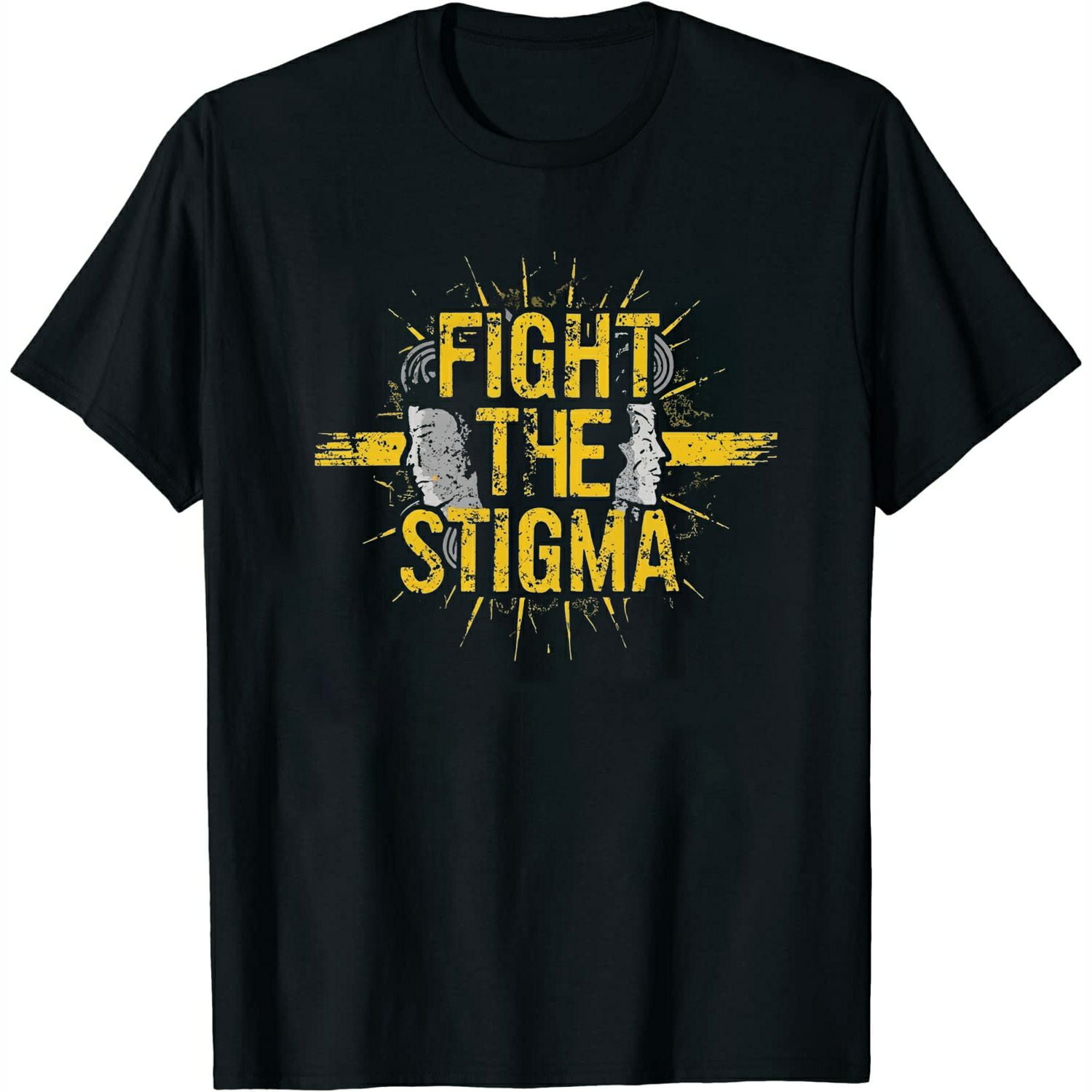 Womens Fight Stigma Mental Health Awareness Mental Health Advocate Retro T-Shirts Black S ...