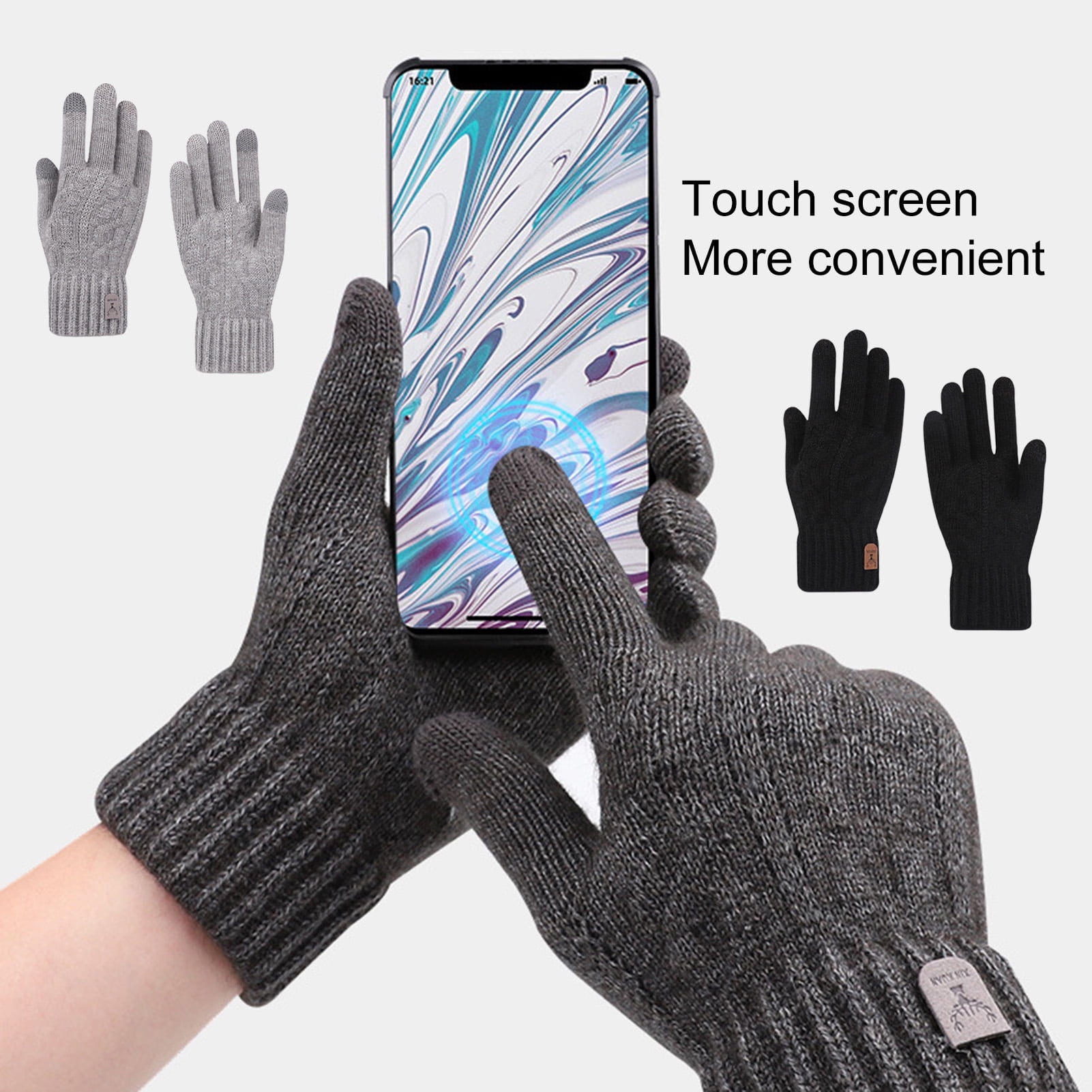 Womens Fingers Touchscreen Cable Knit Winter Gloves - Walmart.com