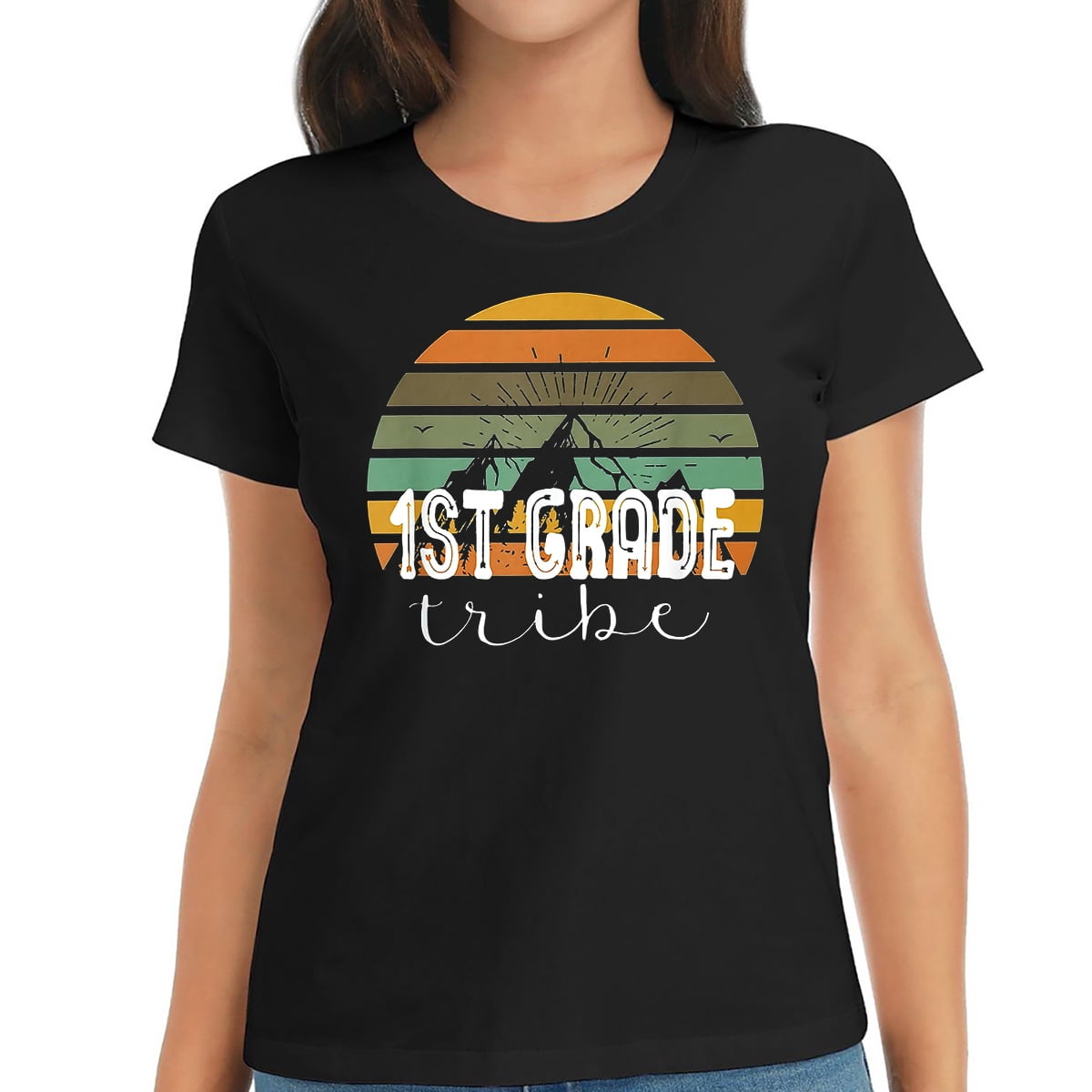 Womens First Grade Tribe Teacher Student Team 1St Grade Retro T-Shirt ...