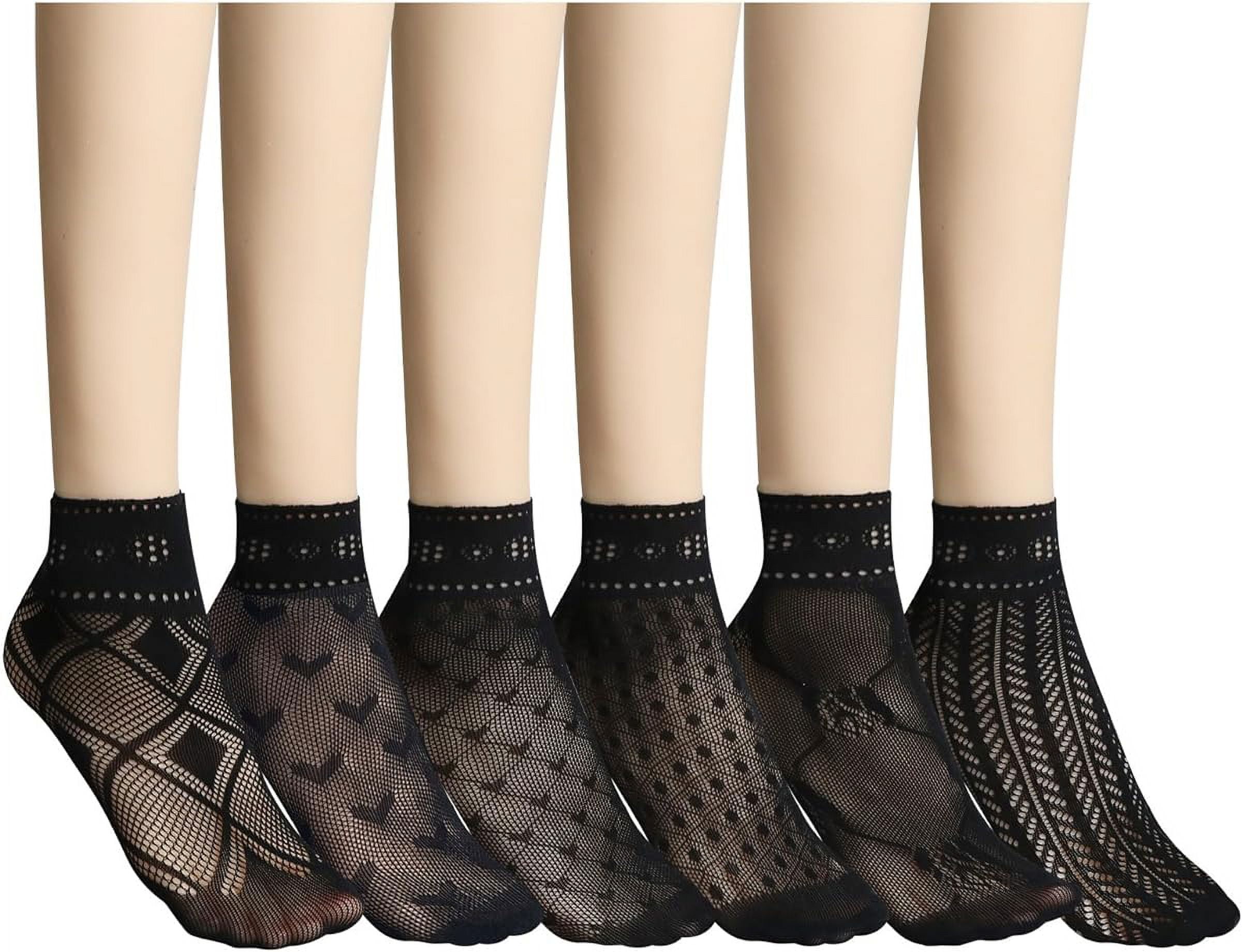 Womens Fishnet Socks Ankle Mesh Lace Socks Ultra Thin Crew Fancy Dress ...