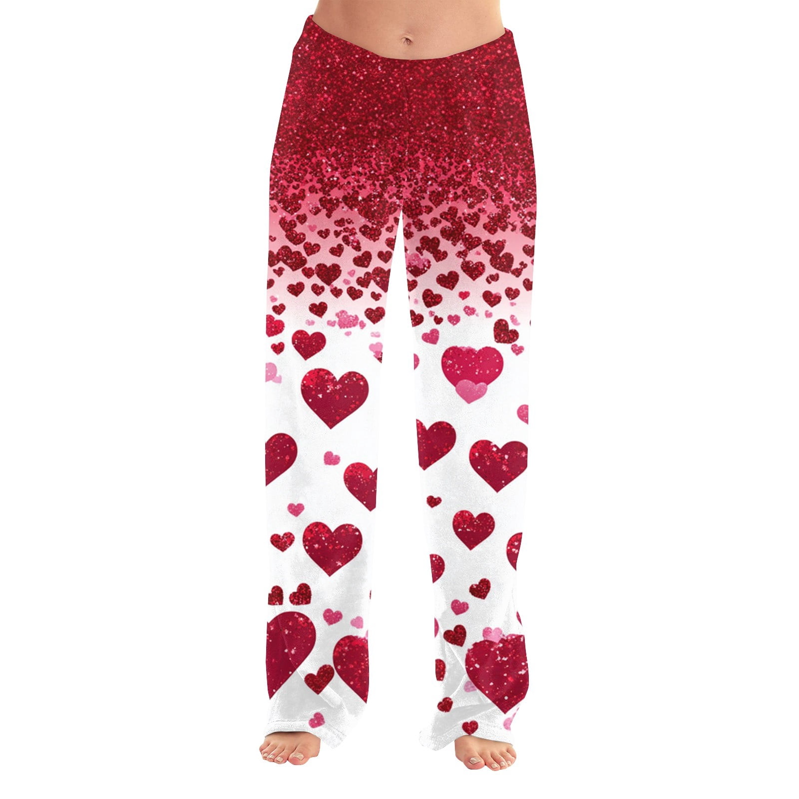 Womens Flannel Pajama Pants Fluffy Valentine's Day Plush Cozy Heart ...