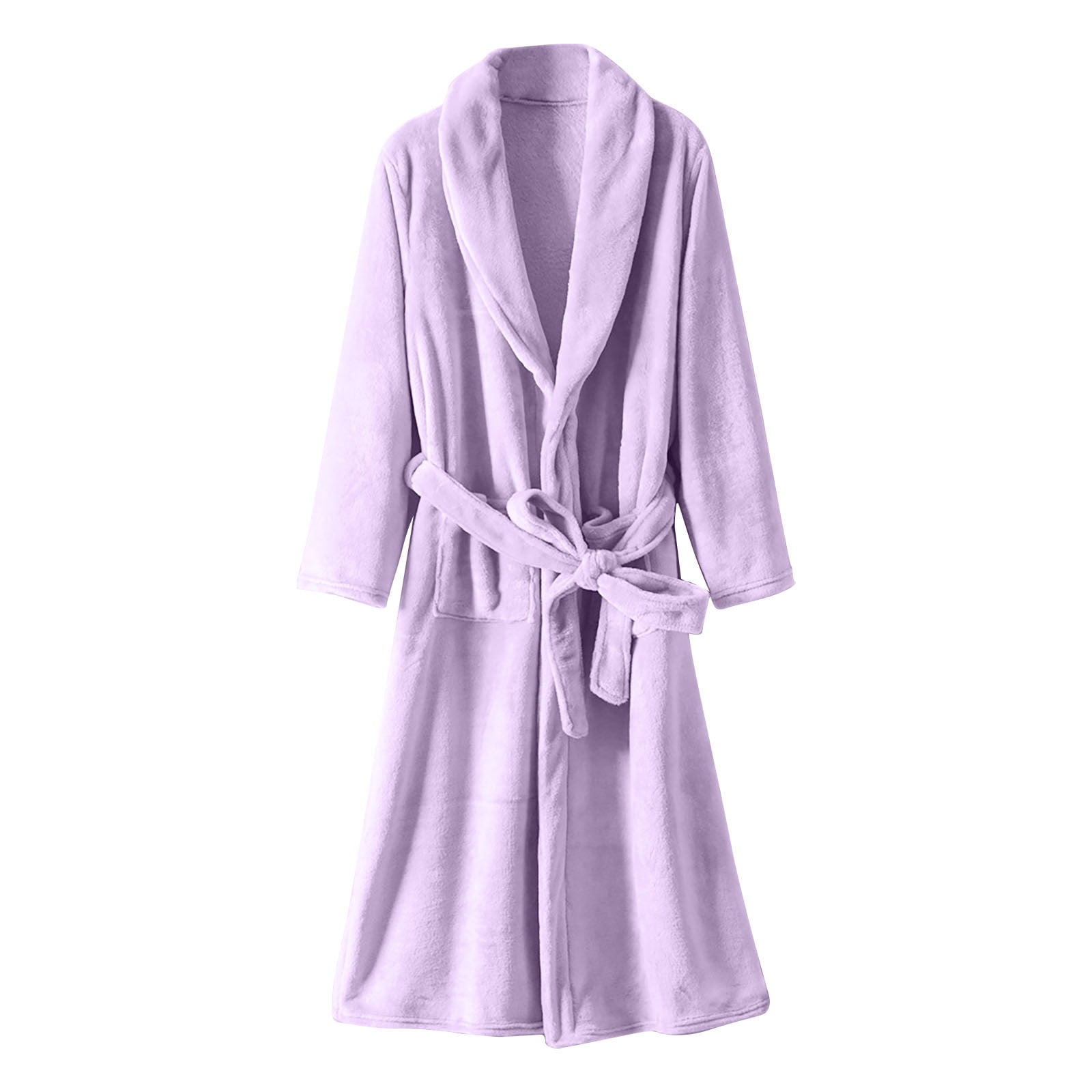 Womens Flannel Robe Plush Fleece Kimono Bathrobe Soft Warm Fluffy Long ...
