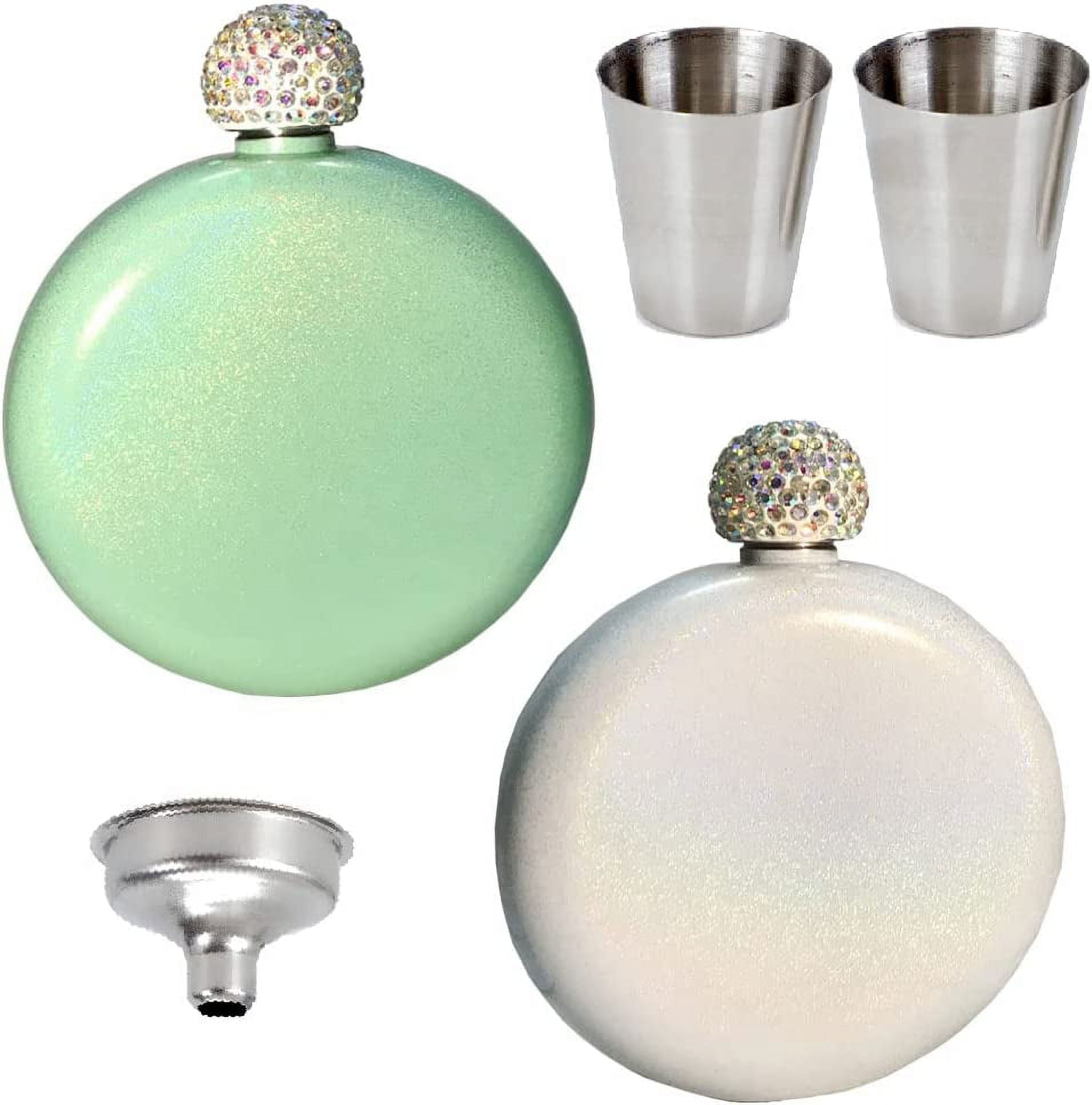 Womens Flask, Booze Shot Flask, Liquor Flask with Crystal Lid, 5 oz 304 ...
