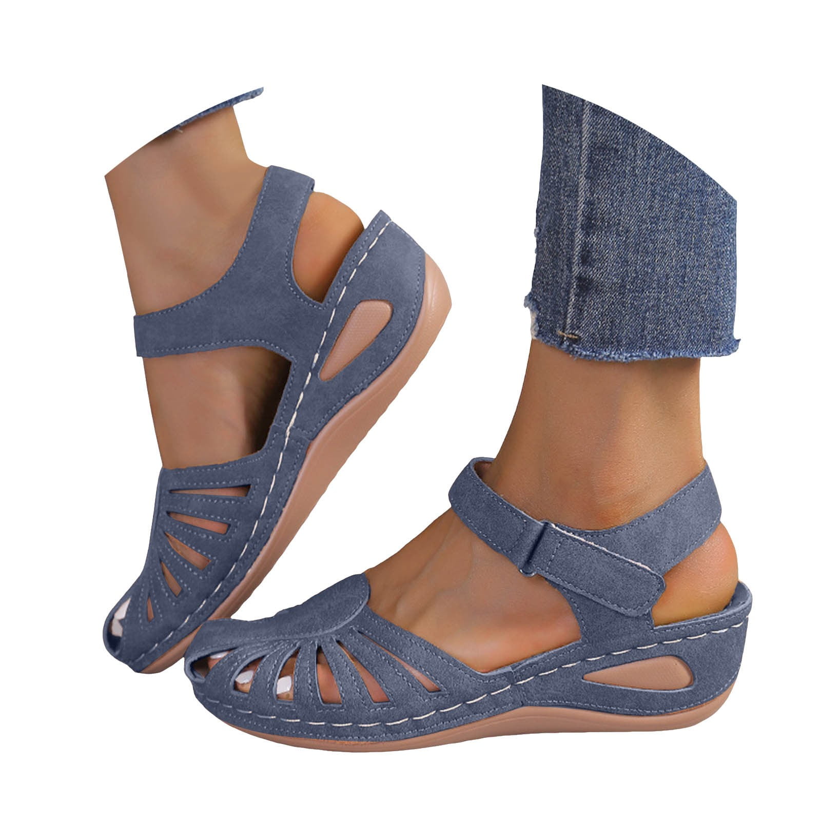 Womens Flat Sandals Fashion Gladiator Summer Sandal Closed Toe Wedge ...