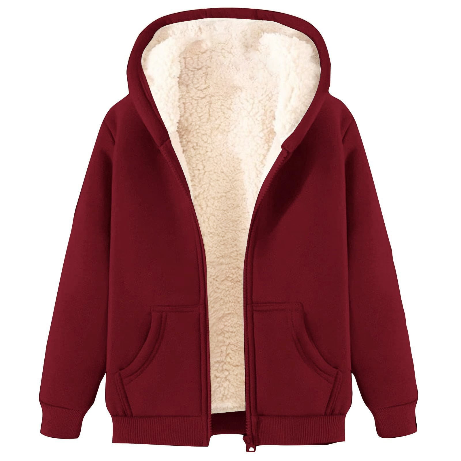Womens Fleece Lined Warm Hoodies Jackets Zip Up Warm Winter Coats M 5xl