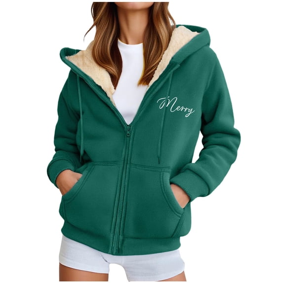 Womens Fleece Lined Zip Up Hoodie Thermal Warm Sherpa Hooded ...