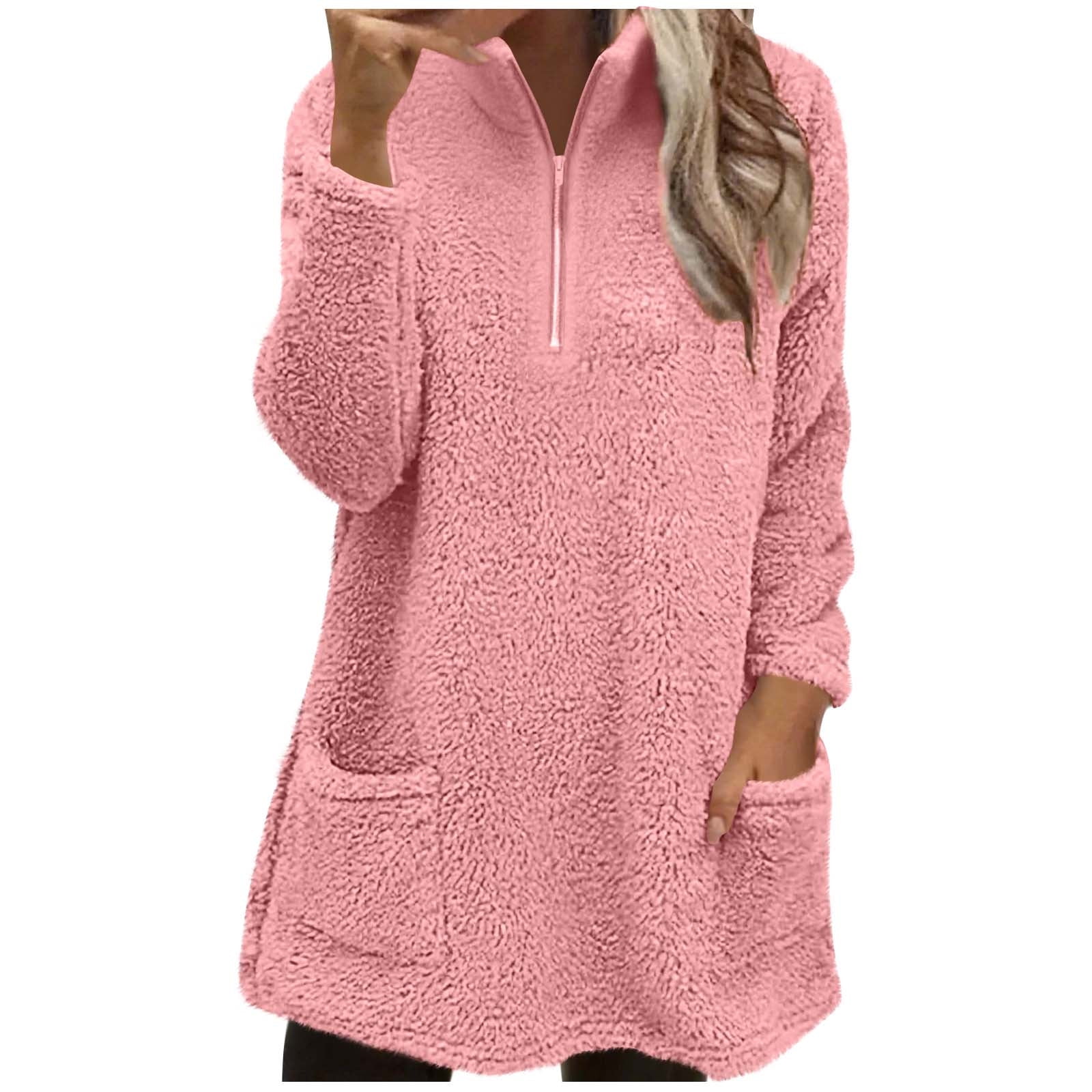 Womens Fleece Tunic Tops, Zip Up Sweatshirt for Women Fall Winter Warm ...