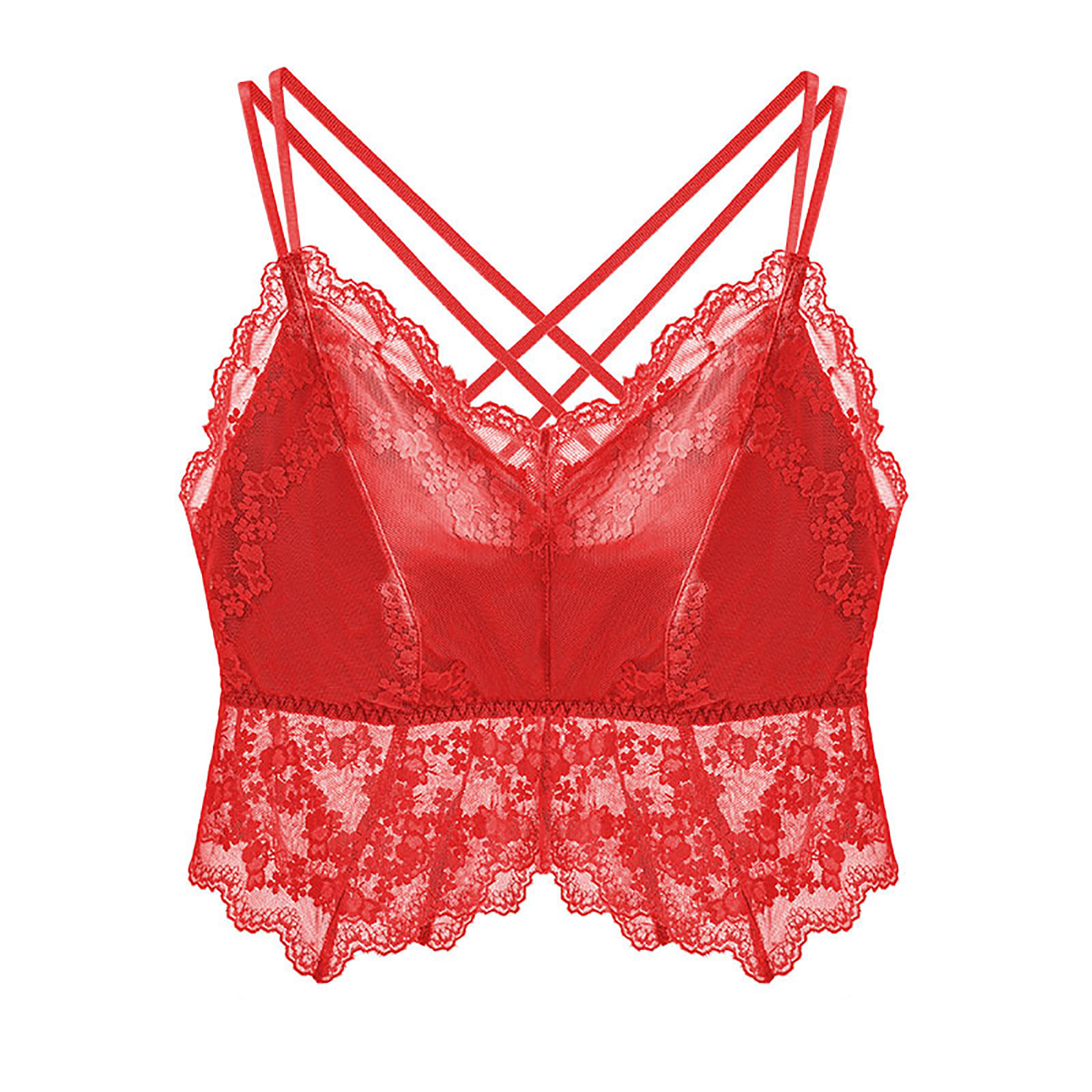 Womens Floral Lace Deep V Neck Cami Crop Top Sleeveless Backless Slim ...