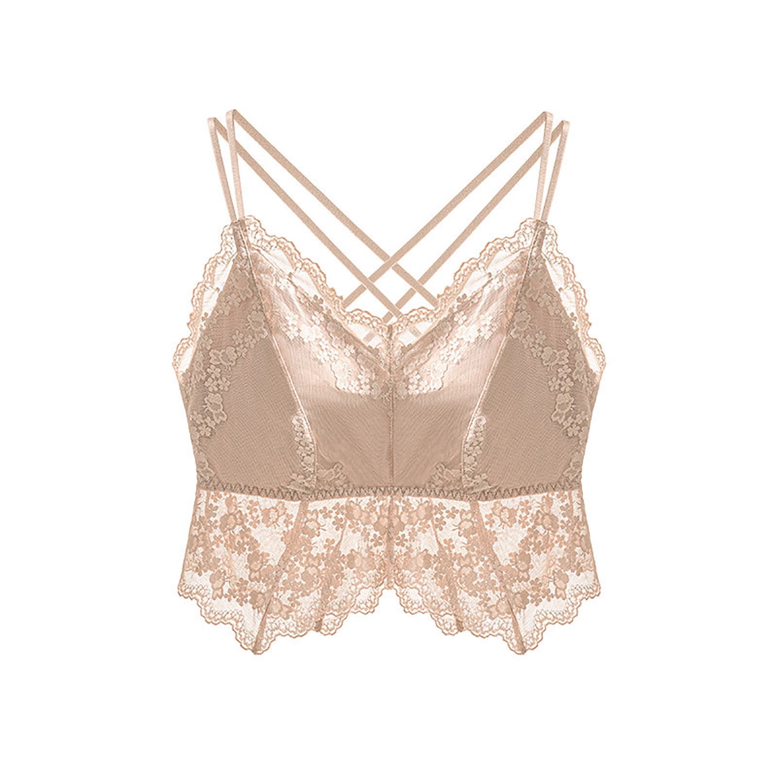 Womens Floral Lace Deep V Neck Cami Crop Top Sleeveless Backless Slim ...