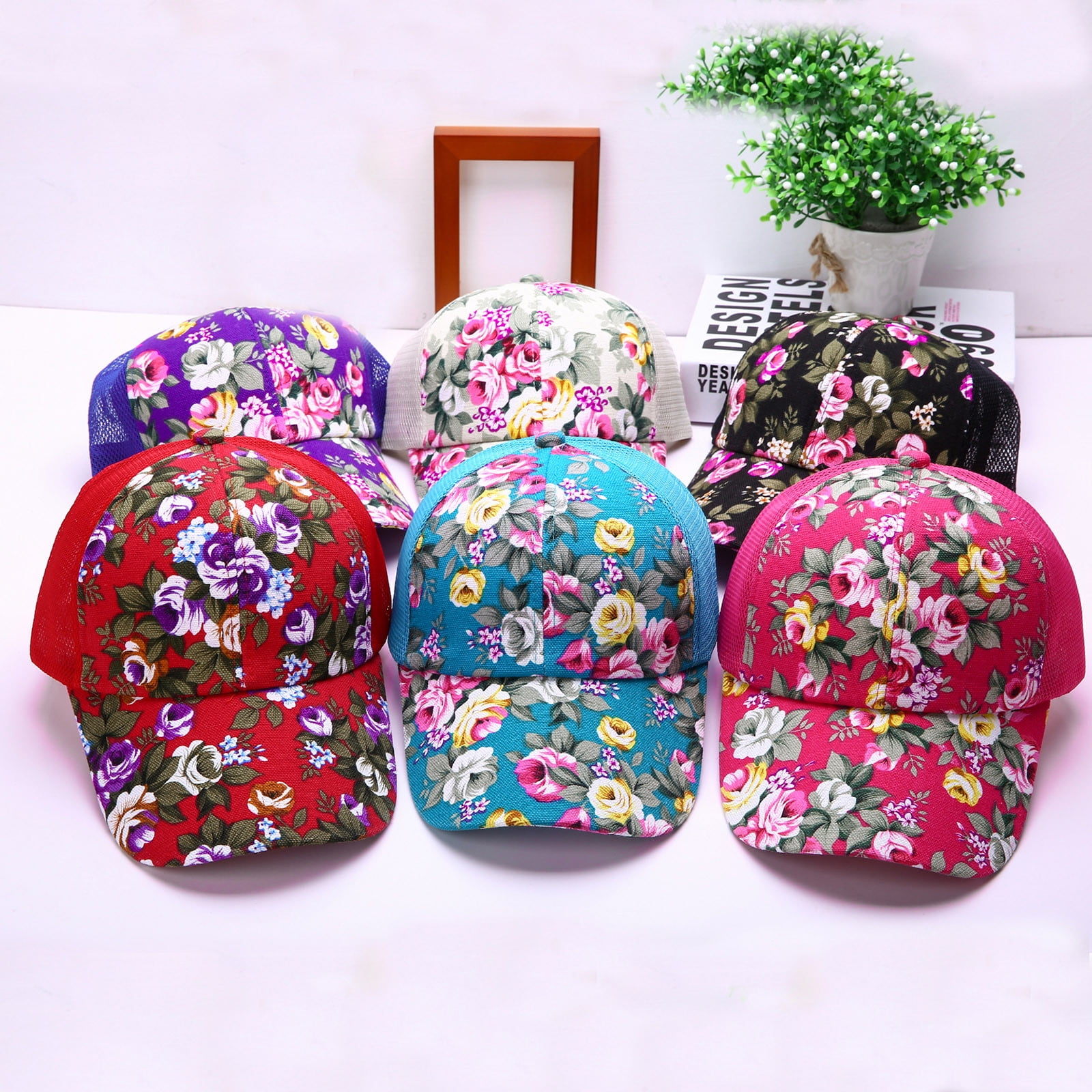Womens Floral Print Baseball Cap Sun Protection All Match Fashion ...